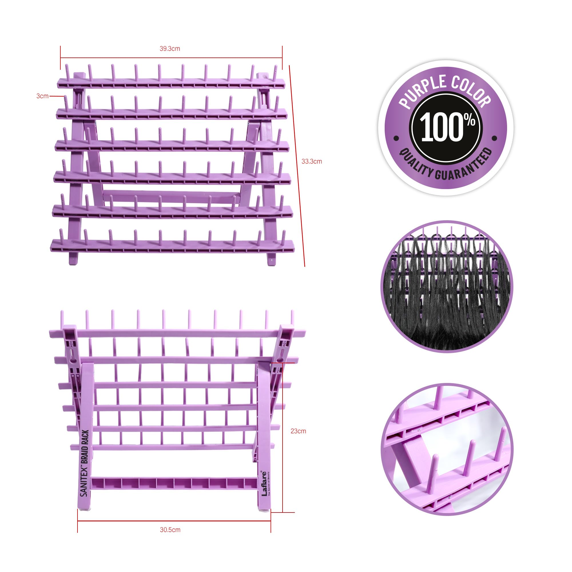 Laflare Braid Rack 60 Spools, PP Braiding Hair Stand, Thread Rack, Sewing Organizer, Quilting, Embroidery - Versatile Extension Holder (Purple)