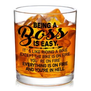 futtumy boss day gifts, 10 oz boss whiskey glass, boss day gifts for him men boss women leader dad friends coworker, national boss day gifts for boss day christmas birthday, boss appreciation gifts