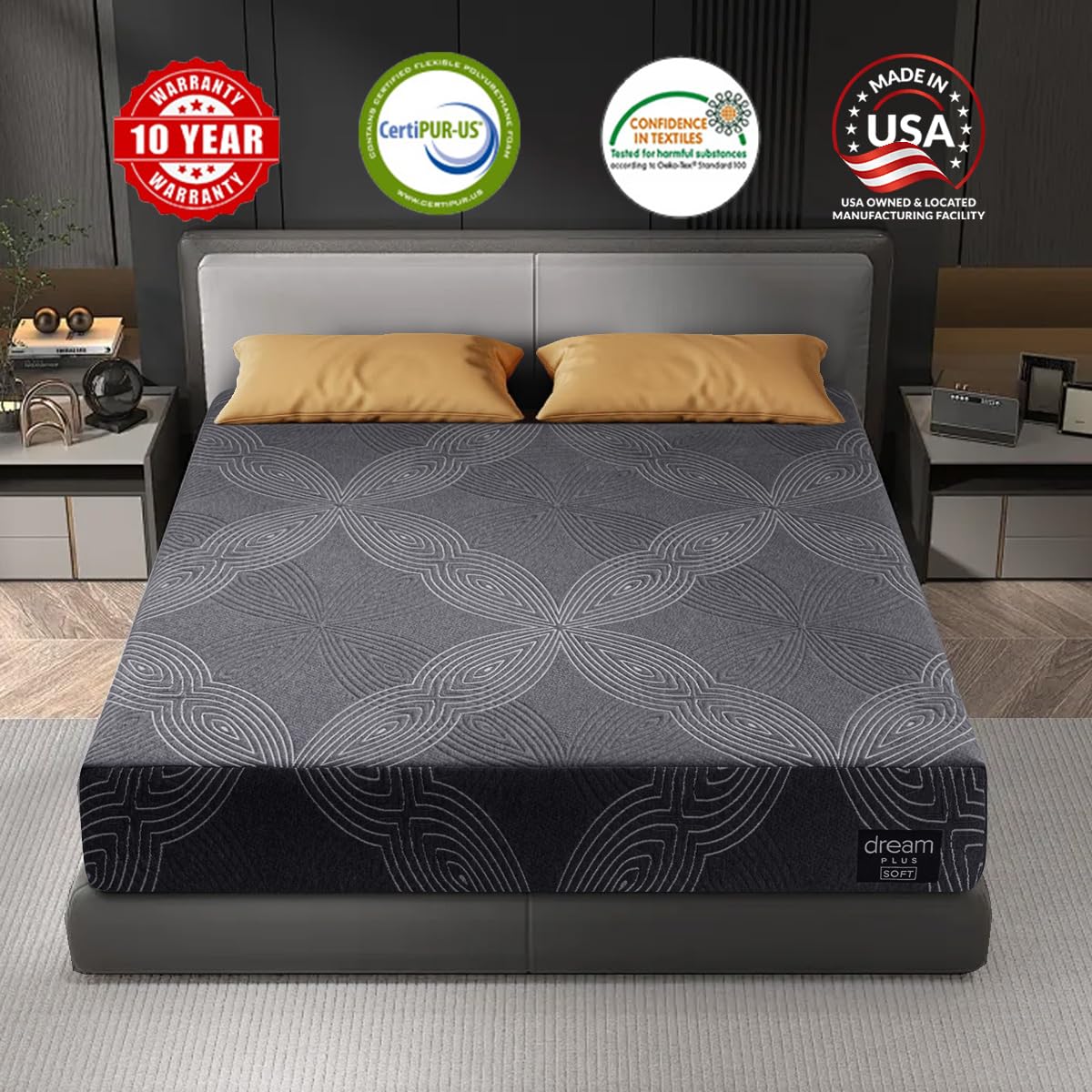 TRIPUB King Mattress, Medium Firm10 Inch Memory Foam Mattress in a Box,Cooling Gel Foam&Pressure Relief,Made in USA,CertiPUR-US Certified,King Size Bed,80" X 76" X 10"