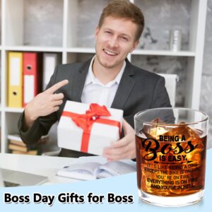 Futtumy Boss Day Gifts, 10 Oz Boss Whiskey Glass, Boss Day Gifts for Him Men Boss Women Leader Dad Friends Coworker, National Boss Day Gifts for Boss Day Christmas Birthday, Boss Appreciation Gifts