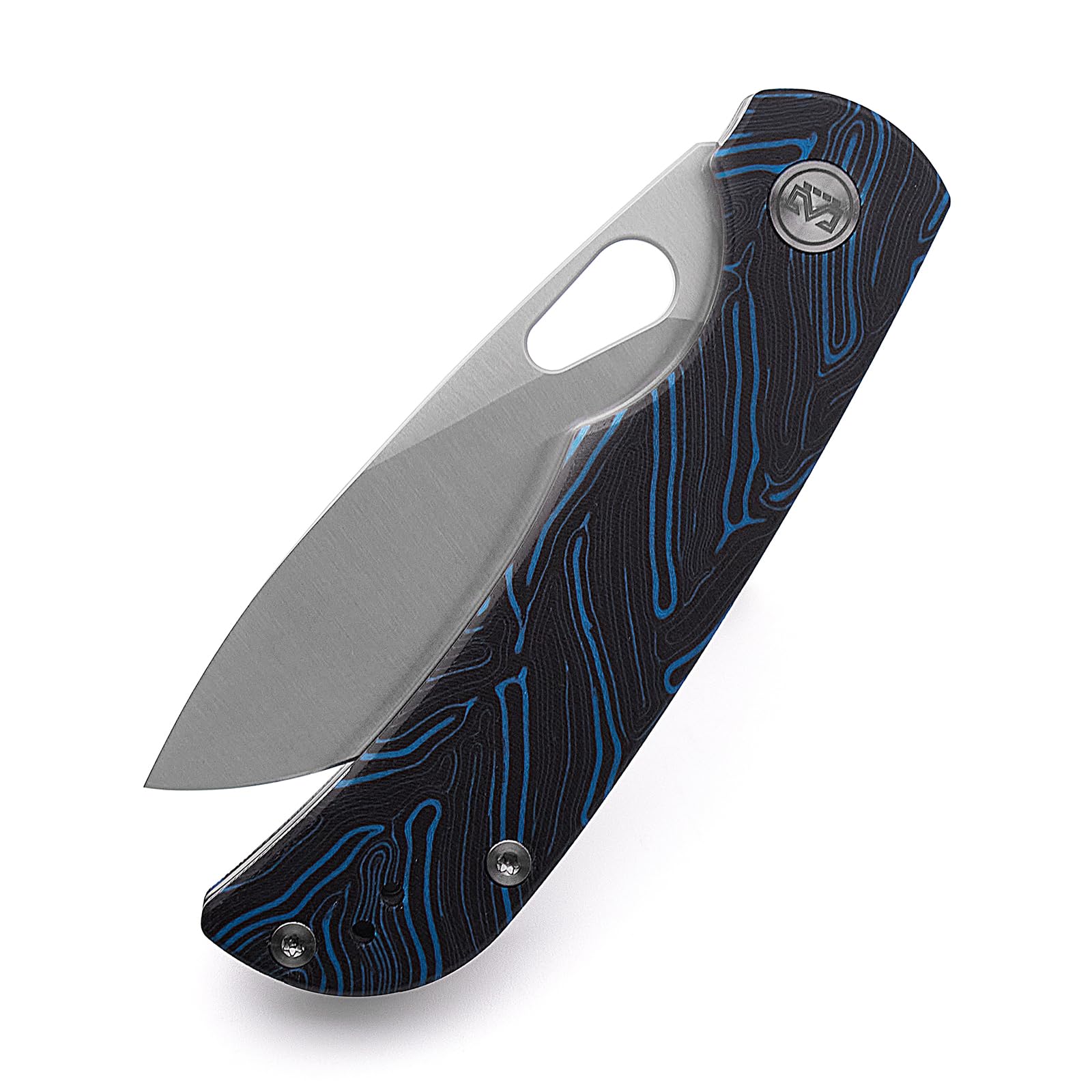 Miguron Knives M Moyarl Folding Knife,3.25" Satin 14c28n Blade Blue Damascus G10 Handle With Titanium Pocket Clip, Camping Hiking Pocket Knife MGR-806DBU