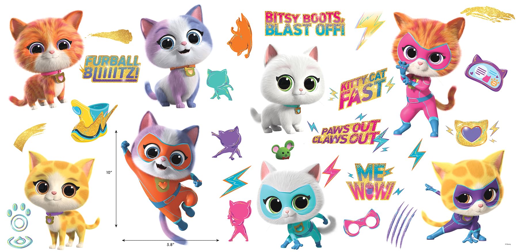 Disney Jr SuperKitties Peel and Stick Wall Decals by RoomMates, RMK5541SCS