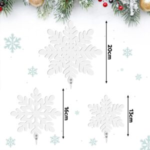 Threehoney 3 Pcs Wooden Blue Snowflake White Snowflake Towel Hooks Xmas Socks Hooks Pool Towel Rack Outdoor Wooden Flip Christmas Tree Decorative Wall Hook for Bathroom Bedroom (White)