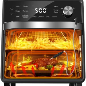 Nuwave X Chef Todd English Air Fryer Oven Combo, Plug-In Grill w/Sheath Heaters, Authentic Char Flavor, 2024 New Convection System, 2X More Even, 100 Presets, Smarter Probe, 50-550°F, Stainless Steel