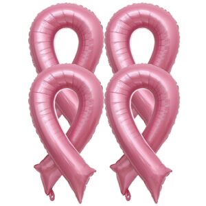 fulansi breast cancer balloons pink ribbon balloons breast cancer awareness party balloons decorations larger aluminum foil balloons set for fundraisers charity party decor supplies 4pcs