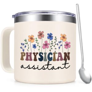 physician assistant gifts for women, physician coffee mug for national physician assistant day, birthday and christmas, 14oz stainless steel insulated coffee mug for physician assistant, creamy white