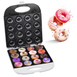 16 hole mini donut machine, double sided heating mini donut maker machine,1400w perfect for breakfast, snacks & desserts,non-stick surface, kid's friendly