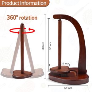 DMTVAL Wooden Magnetic Yarn Holder, Vertical Yarn Skein Holder with Easy Installation, Smooth Rotation, Durable Varnish Surface, Perfect Yarn Holder Spinner for Knitting and Crocheting (Mahogany)