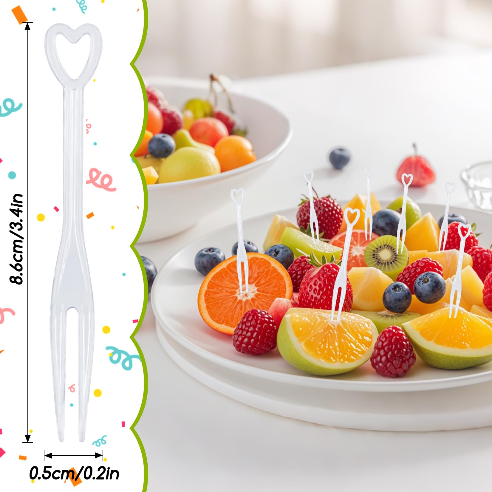 MAQIHAN 300Pcs Disposable Mini Fruit Forks - Plastic Appetizer Forks Mini Cocktail Forks Individually Wrapped Tiny Dessert Forks Cocktail Food Picks Palillos Para Fruta for Party Appetizer Charcuterie