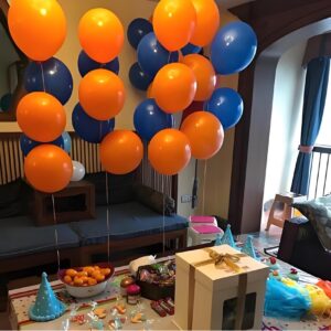 Orange and Blue Balloons for Graduation Baby Shower Wedding Birthday Family Parties Decoration,80Pcs 12inch