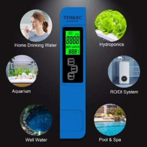 𝐌𝐨𝐬𝐭 𝐀𝐜𝐜𝐮𝐫𝐚𝐭𝐞 𝐒𝐨 𝐅𝐚𝐫 4-in-1 Instant Read TDS Meter - Measures TDS, EC, & Temperature (°C/°F) - Digital Water Testing Kit for Tap, Well, Pool, Hydroponics, Aquarium, RO/DI System -Blue