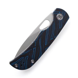 Miguron Knives M Moyarl Folding Knife,3.25" Satin 14c28n Blade Blue Damascus G10 Handle With Titanium Pocket Clip, Camping Hiking Pocket Knife MGR-806DBU