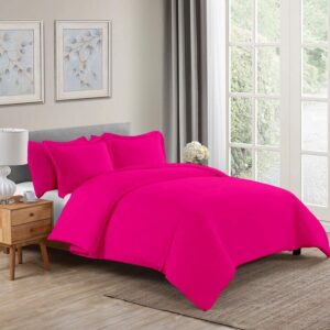 5 pcs plain duvet cover set - oversized king (116'' x 98'') size hot pink comforter/quilt cover 100% egyptian cotton 800 thread count with zipper & corner ties (1 duvet cover & 4 pillowshams)