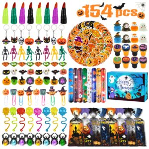 154pcs halloween party toys assortment for kids, halloween stuff bulk goodies toys for party supplies, halloween treats non candy gifts school classroom carnival prizes, treasure box toy chest