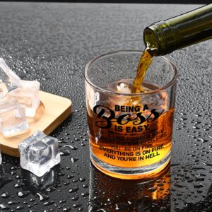 Futtumy Boss Day Gifts, 10 Oz Boss Whiskey Glass, Boss Day Gifts for Him Men Boss Women Leader Dad Friends Coworker, National Boss Day Gifts for Boss Day Christmas Birthday, Boss Appreciation Gifts