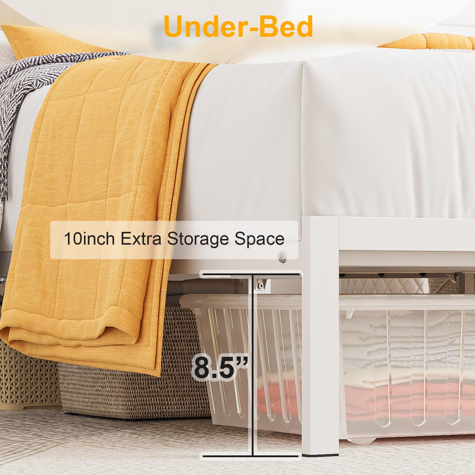 Elephance Twin Size Bed Frames with Charging Station and Storage Headboard, No Box Spring Needed, Easy Assembly