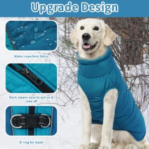 IDOMIK Warm Dog Coat with Built-in Harness,Warm Dog Winter Coat,Dog Cold Weather Coats Zipper,Waterproof Dog Jackets Thicken Dog Fleece,Windproof Dog Snow Jacket Snowsuit for Small Medium Large Dogs