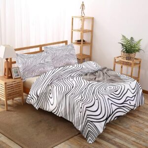 Zpryzmia Topographic Duvet Cover Set Bedding 3 Pieces, Soft Washed Microfiber, Abstract Line Comforter Cover, 1 Duvet Cover and 2 Pillow Shams, with Zipper Closure (Twin Size, 68”x90”), White