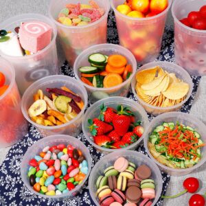 kkyvvy Deli Containers with Lids 48 Sets - Soup Containers with Lids 8,16,32 oz- Restaurant Containers with Lids for Food Storage, Plastic Deli Containers Variety Pack, BPA Free, Leakproof, Stackable