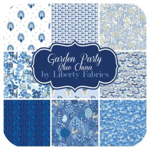 Garden Party Blue China Fat Quarter Bundle (12 Pieces) by Liberty Fabrics for Riley Blake 18 x 21 inches (45.72 cm x 53.34 cm) Fabric cuts DIY Quilt Fabric