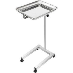 vevor stainless steel medical cart, 18x14 inch tray, height adjustable 32-51 inch, with detachable tray & 4 swivel wheels, ideal for home equipment & personal use