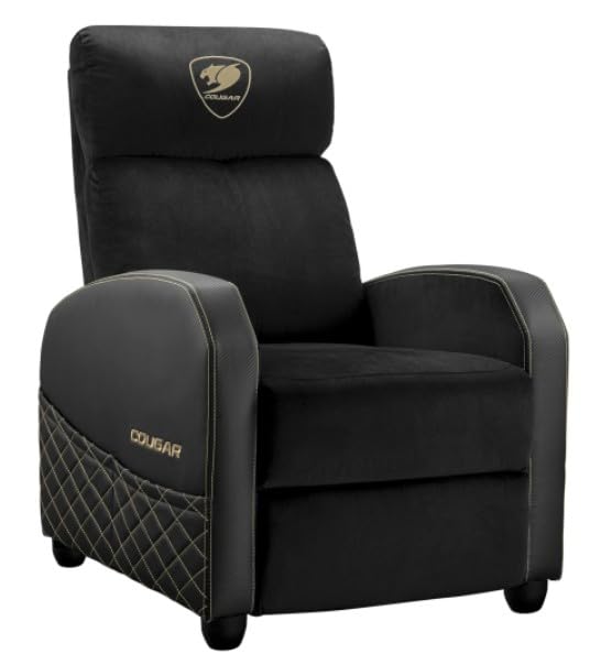 COUGAR Ranger Elite Gold Gaming Sofa, Plush Velvet Upholstery, Side Pocket, Foldable Footrest & Reclining Backrest