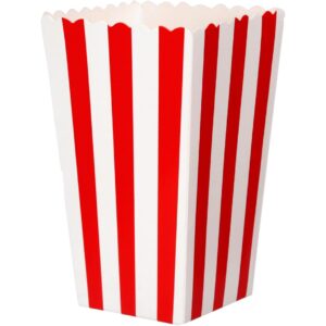 airoldi 28pcs popcorn boxes - mini paper popcorn box, white and red stripes pop corn snack container for movie night carnival party supplies (classic red)