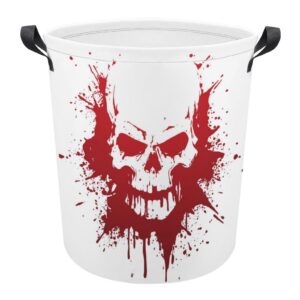 tsytma halloween blood skull laundry basket small collapsible laundry hamper with handles round dirty clothes hampers for laundry bedroom bathroom