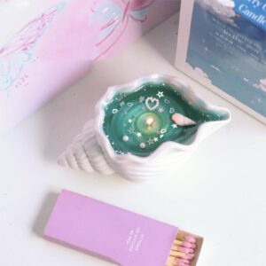 Generic Unique Aquamarine Beach Candle Starry Sky Pearl Scented Candle Wax Handmade Firelight Conch Seashell Shape Design Creative Gift Room Decor Candles