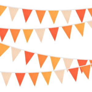 jijacraft 39ft fall banner decorations triangle fabric pennant flag, 42 pcs fall decor thanksgiving day harvest autumn party home outdoor garden hanging wedding birthday decoration (orange)