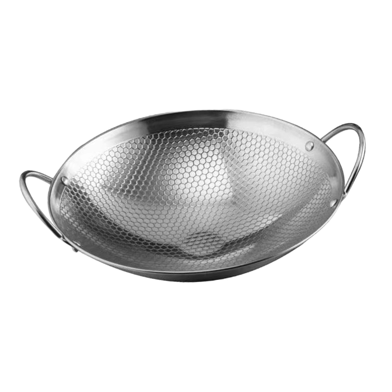 Thickened Double Ear Stainless Steel Wok Modern Simple Uncoated Conduction Drawing Wok for Gas Cooktops, 8inch