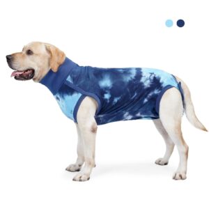 johnbolin dog recovery suit, spay surgical onesie for female dog, body suits after surgery anti-licking, tie-dye neuter pet recovery shirt for male dog alternative e-collar&cone (blue, small)