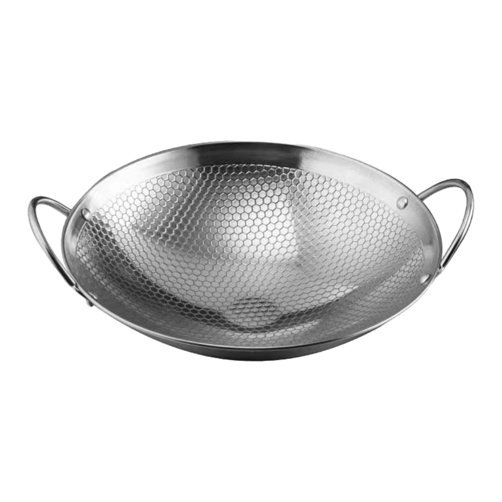 Thickened Double Ear Stainless Steel Wok Modern Simple Uncoated Conduction Drawing Wok for Gas Cooktops, 8inch