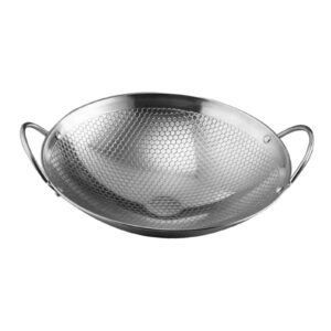 thickened double ear stainless steel wok modern simple uncoated conduction drawing wok for gas cooktops, 8inch