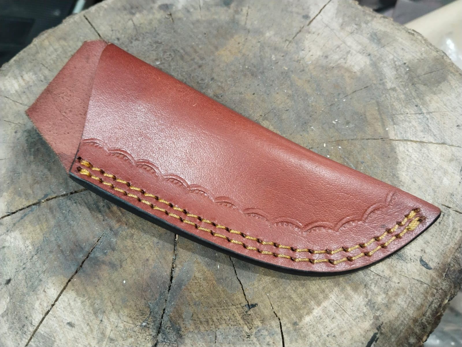 Generic Leather Sheath with Hand Stitching, Brown