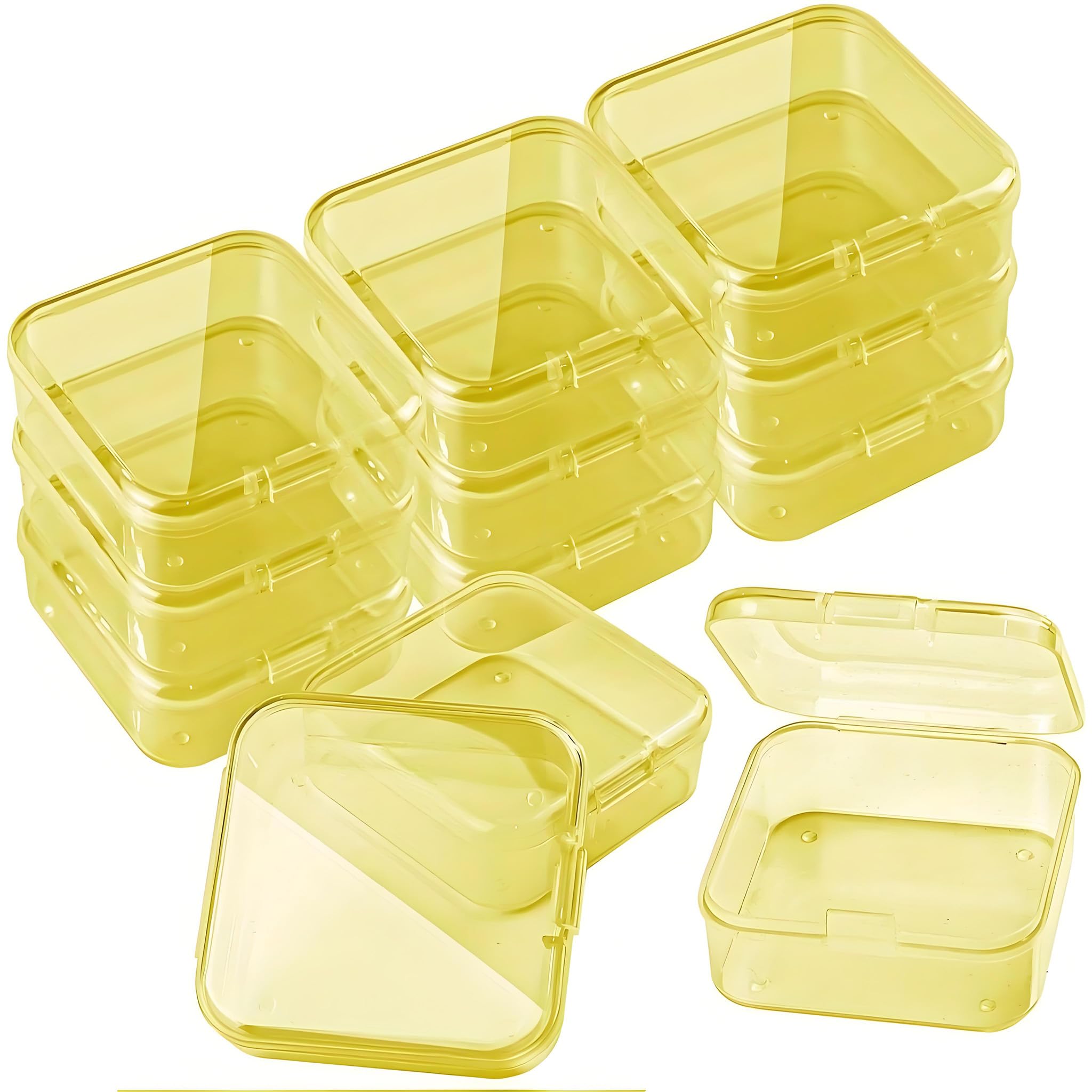 Forever bene 31-Piece Mini Storage Box Set - Transparent Plastic Organizer with Hinged Lids for Crafts, Jewelry, and Small Items - Durable and Portable Solution(yellow)