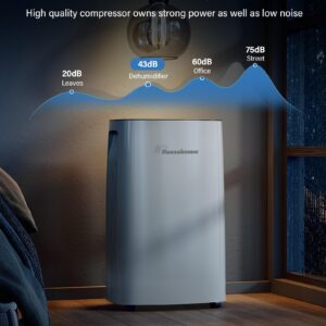 Hansabenne 70-Pints Dehumidifier for Basements - 4500 Sq. Ft. Compact Dehumidifier with Auto or Manual Drainage- Compact Dehumidifier with Intelligent Humidity Control | Auto Defrost | Dry Clothes