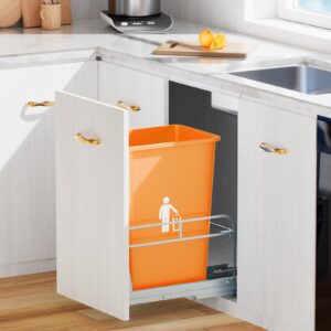 runmi pull out trash can under cabinet with soft-close slides,garbage can not included,heavy duty under sink trash can kit for kitchen, requires minimum cabinets opening 12" w x 18" d