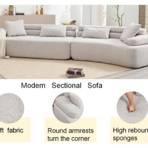 Curved Modular Couch, 139" Sectional Cloud Couch for Living Room, Lounge Furniture Sofa Set, Reception Room Furniture, Convertible Upholstered Couches, No Assembly Required-Light Gray