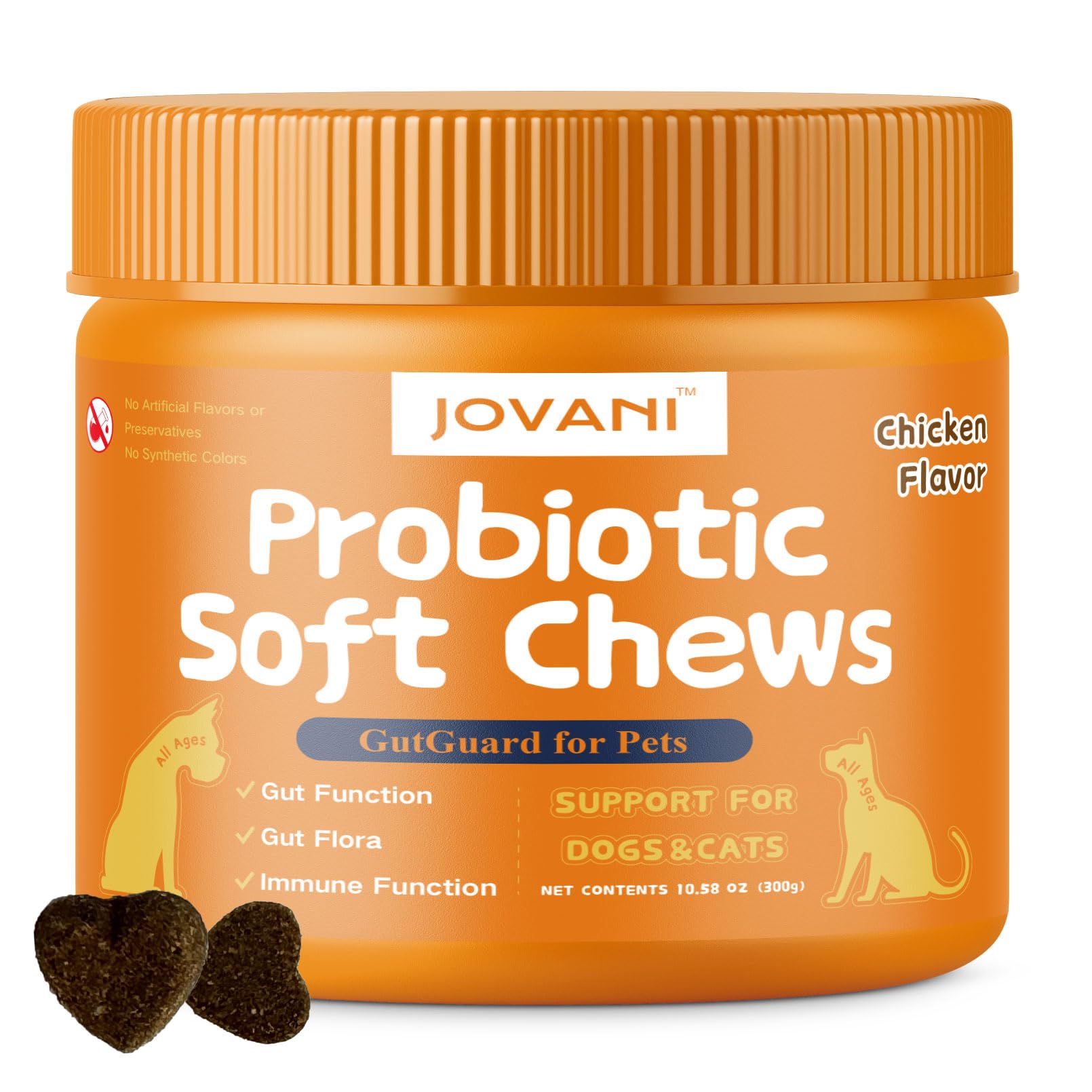 jovani Probiotics for Dogs - Digestive Enzymes for Gut Flora, Digestive Health, Diarrhea & Bowel Support - Dog Supplement Soft Chew for Pet Immune System - Chicken Flavor - Contains 200 Soft Chews