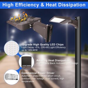 480V 150W LED Parking Lot Light, 5000K 21000LM [Eqv. 600W HPS] LED Shoebox Light with Direct Arm Mount, Dimmable Outdoor Street Area Light, IP65 10KV Surge Protection, AC 277-480V UL&DLC Listed