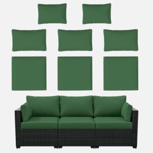 kimunuk 8p outdoor cushion slipcovers outdoor patio cushions covers replacement waterproof with zipper for 3-seat outdoor rattan sofa patio furniture cushion covers green, covers only