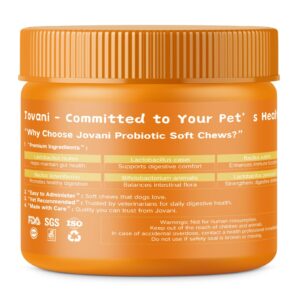 jovani Probiotic Soft Chews for Dogs, Digestive Enzymes for Gut Flora, Digestive Health, Diarrhea & Bowel & Immune System Support - Pumpkin Flavor - Contains 200 Soft Chews