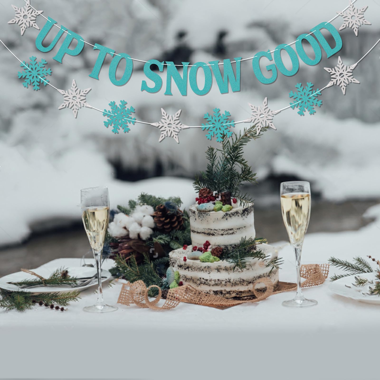 Up To Snow Good Banner - Winter Snowflake Themed Bride to Be Decor, Snow in Love Sign, Snowflake Banner for Bridal Shower Wedding Hen Party Decorations