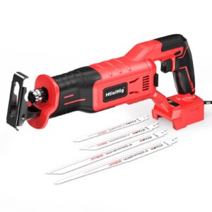 cordless reciprocating saw for milwaukee m18 18v battery: 3200 spm brushless sawzall, 3 variable speed, 1" stroke length, keyless blade clamp, includes 4 blades for metal, pvc, wood. tool only