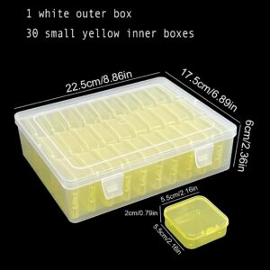 Forever bene 31-Piece Mini Storage Box Set - Transparent Plastic Organizer with Hinged Lids for Crafts, Jewelry, and Small Items - Durable and Portable Solution(yellow)