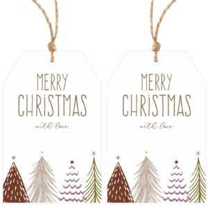 christmas gift tags merry christmas gift tags with string 50 pcs xmas tree design gift tags holiday tags christmas tags for christmas presents, gift wrapping, christmas decoration (christmas tree)