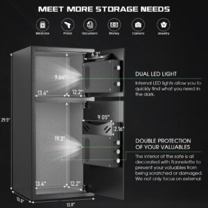 Kavey 6.5 Cu ft Large Fireproof Waterproof Safe Box, Home Safe with Backlit Touch Keypad and Deposit Slot & Dual Alarm System, Money Safe With Mute Function and LED Light, Safe for Money Valuables