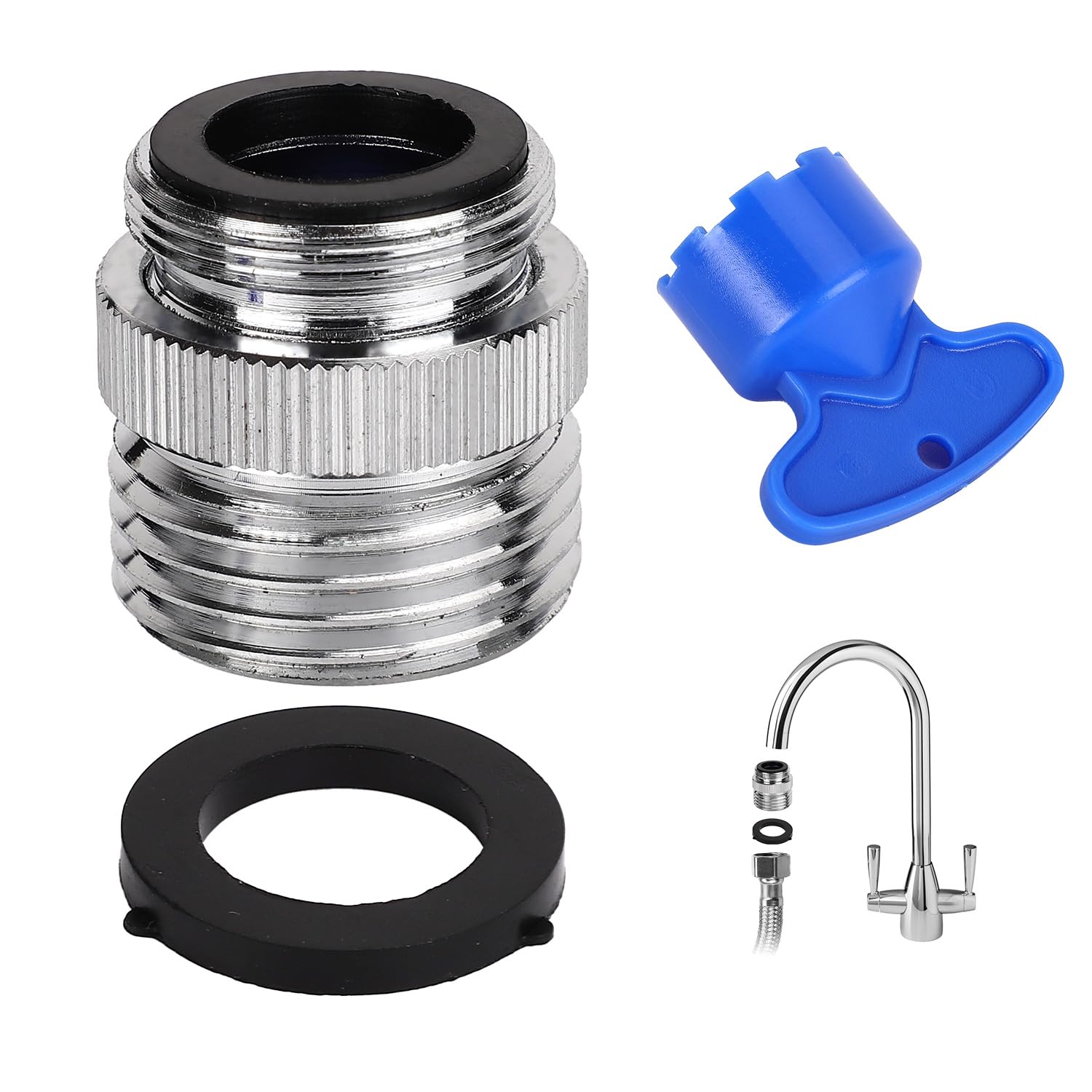 Faucet Adapter Kit with Aerator, Faucet to Garden Hose Adapter Brass Garden Hose Connector for Kitchen and Bathroom Sink Faucets