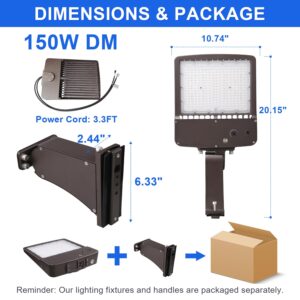 480V 150W LED Parking Lot Light, 5000K 21000LM [Eqv. 600W HPS] LED Shoebox Light with Direct Arm Mount, Dimmable Outdoor Street Area Light, IP65 10KV Surge Protection, AC 277-480V UL&DLC Listed